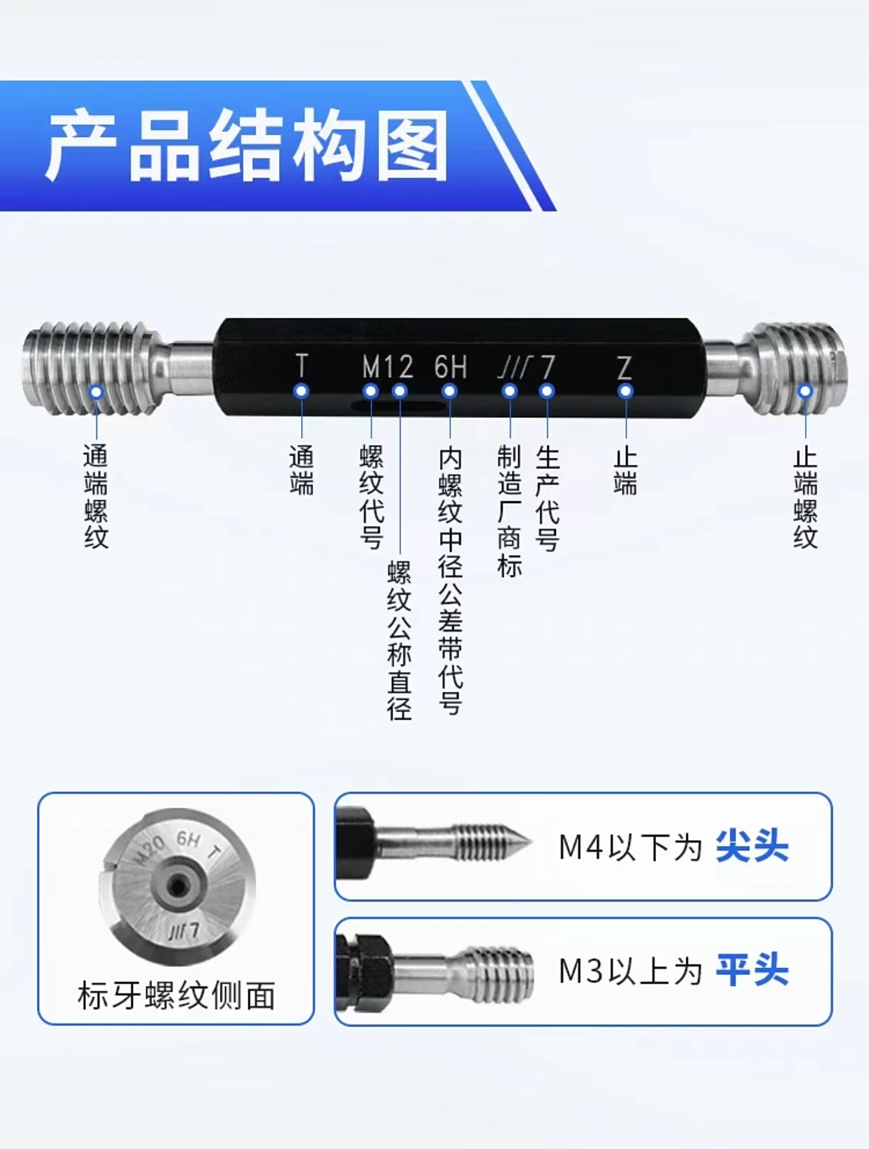 成量公制螺纹塞规M1-M24 6H精度牙规/螺纹通止规细牙