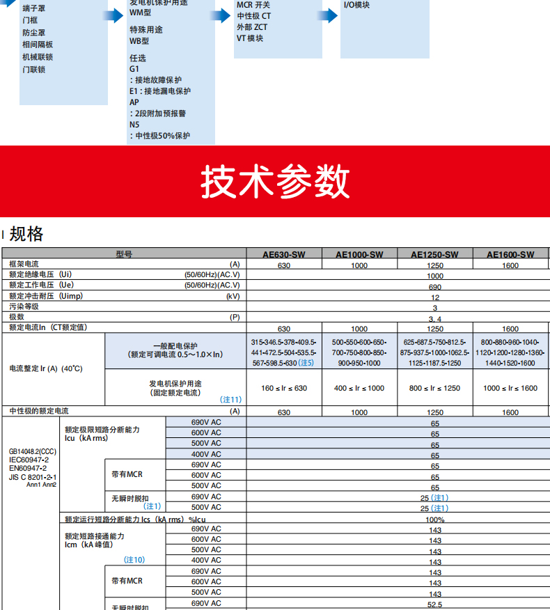三菱电机万能式框架断路器AE630-SW-630A-3P-WS1-PW3-DR