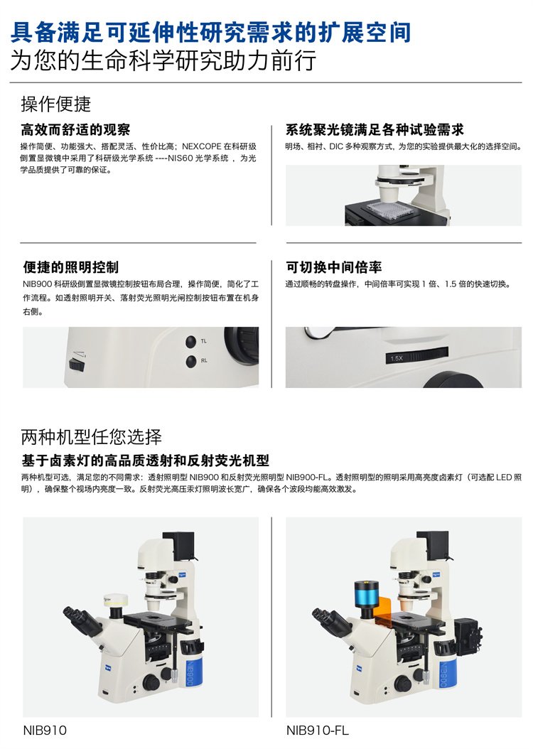 Nexcope耐可视 科研荧光倒置显微镜NIB910-FL