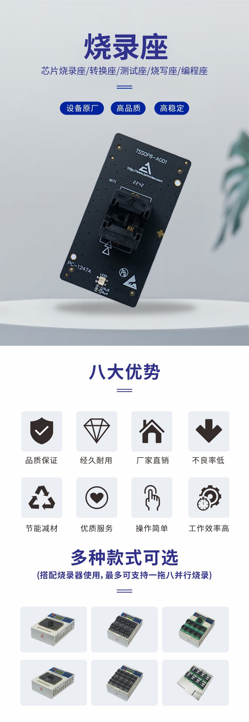 昂科烧录座SO8(210)-AG01通用烧录器AP8000座子 - 百度爱采购