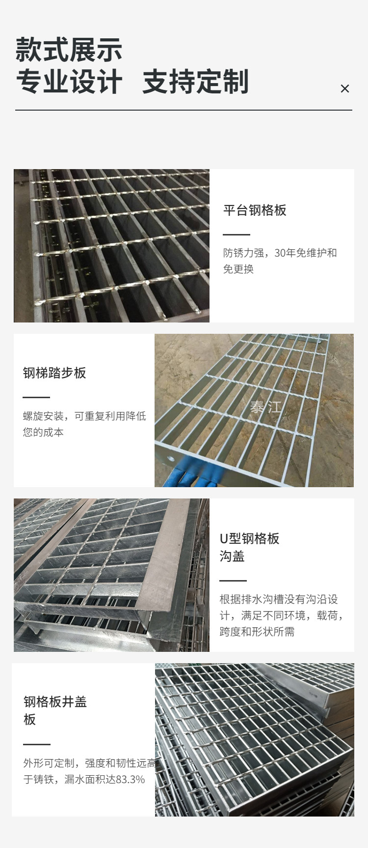 G325/30/100G 沟盖板 铁路桥侧道的排水沟盖热镀锌钢格板格栅