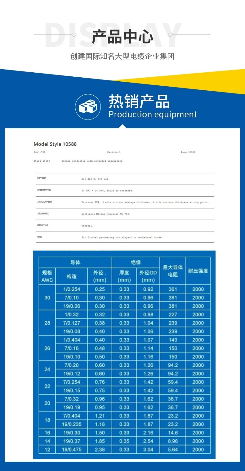 UL10588高温导线 22AWG 薄壁铁氟龙 FEP 耐温200度 600V 储能电子线 爱邦 - 百度爱采购