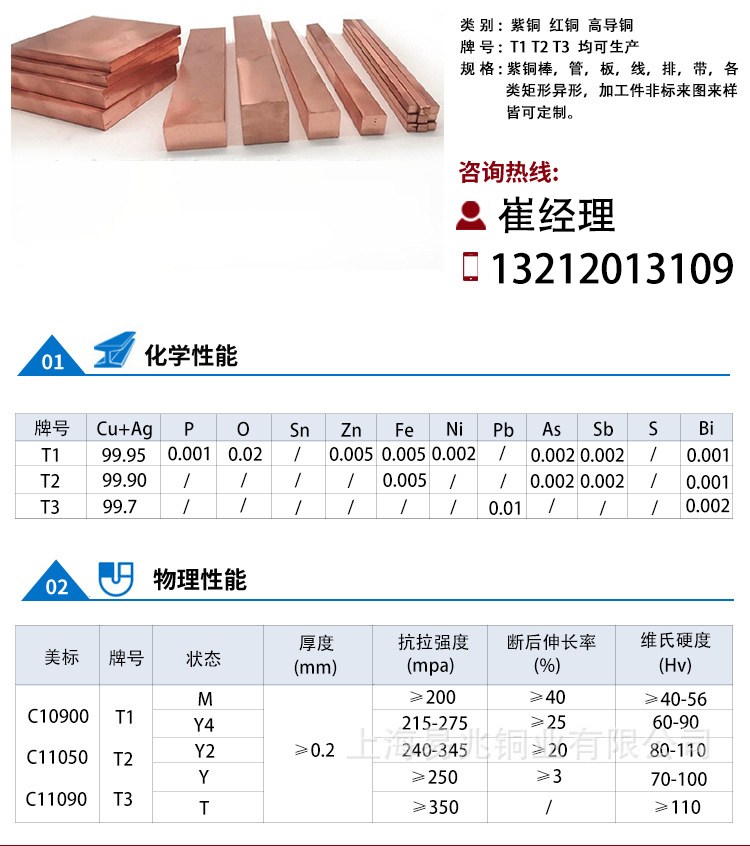 现货批发 TMY铜母线 80*8mm镀锡铜排 圆角/直角导电紫铜排 支持检测