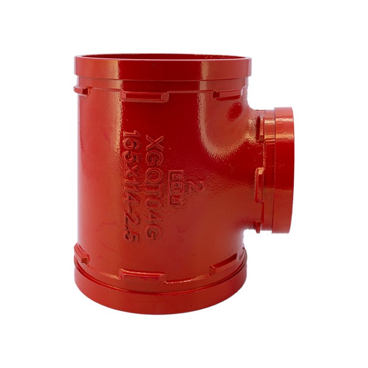 沟槽三通DN150外径165消防管件正三通114等径球墨铸铁卡箍三通