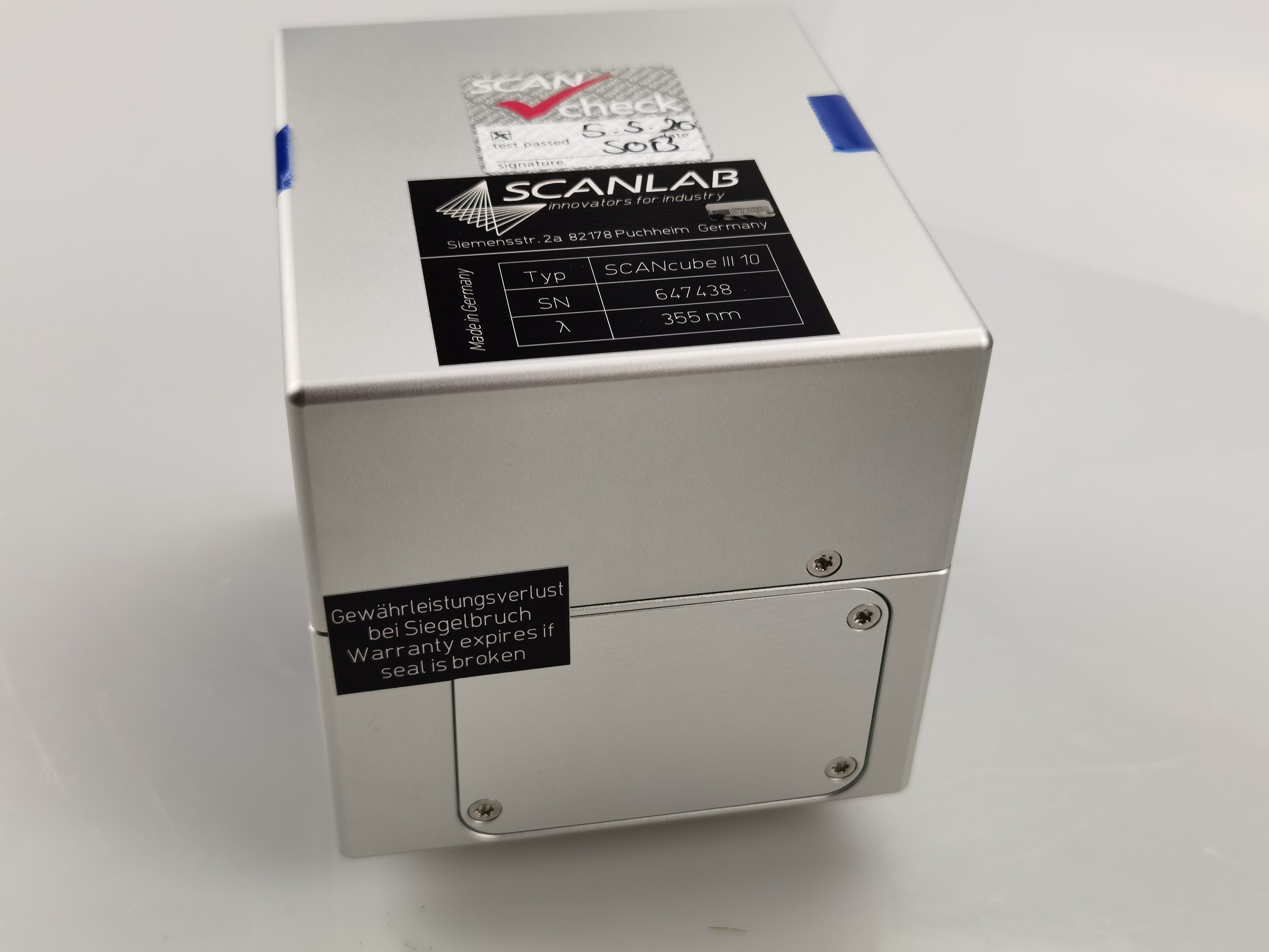 scanlab振镜SCANcube III 10 355nm/532nm/1064nm/10600nm扫描 产品关键词:振镜厂家