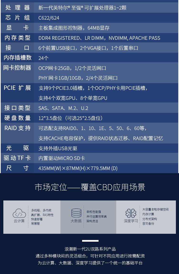 支持4个GPU高性能的浪潮NF5280M5机架式2U服务器 产品关键词:nf5280m5机架式2u服务器