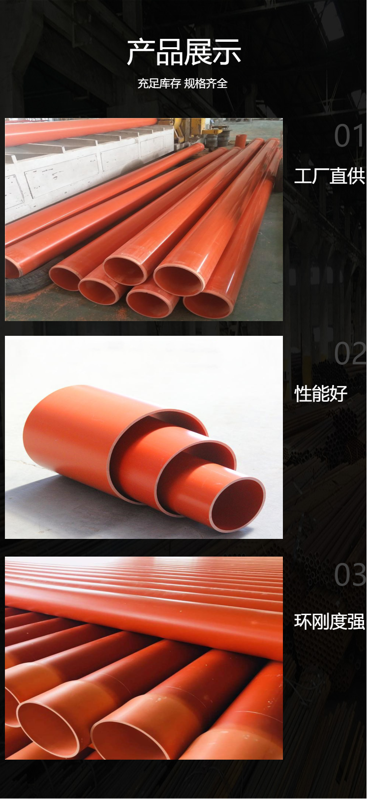 C-PVC电力管排管 市政通信穿线cpvc管DN175*12 质轻防腐阻燃