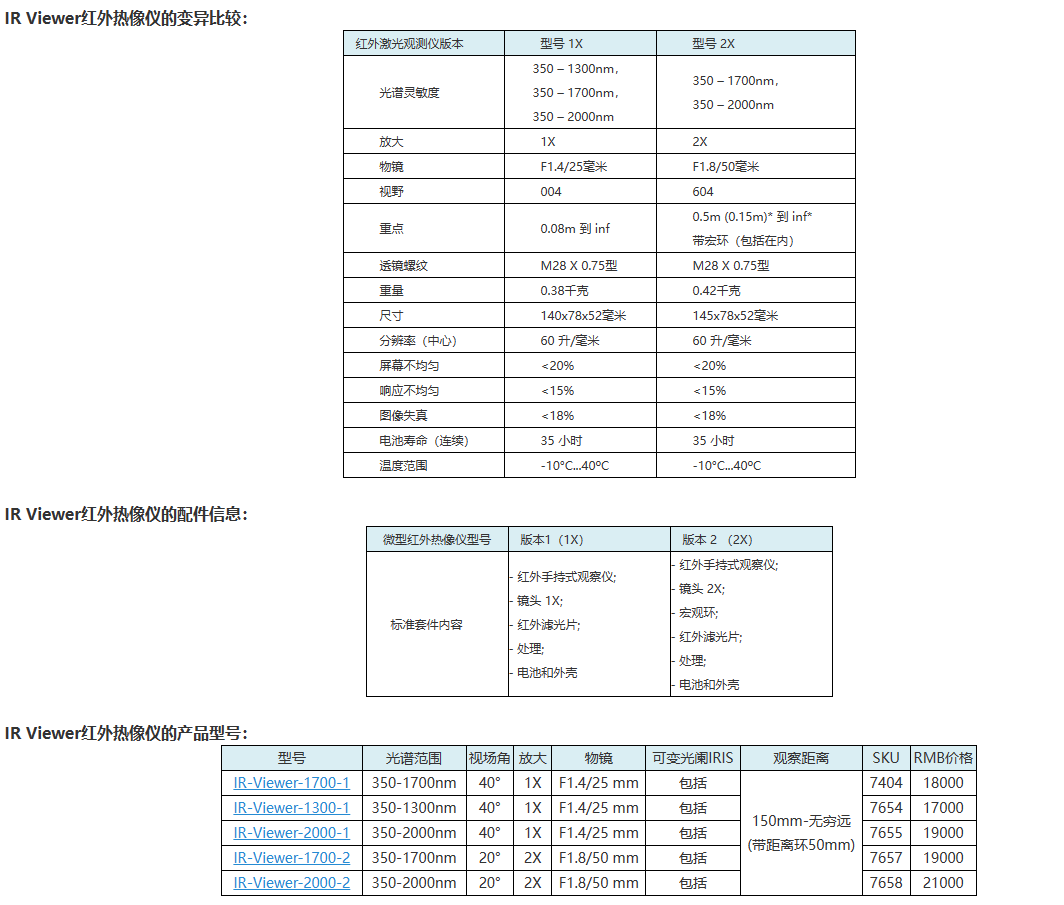IR Viewer红外观察仪，红外激光观测仪，光谱350-2000nm