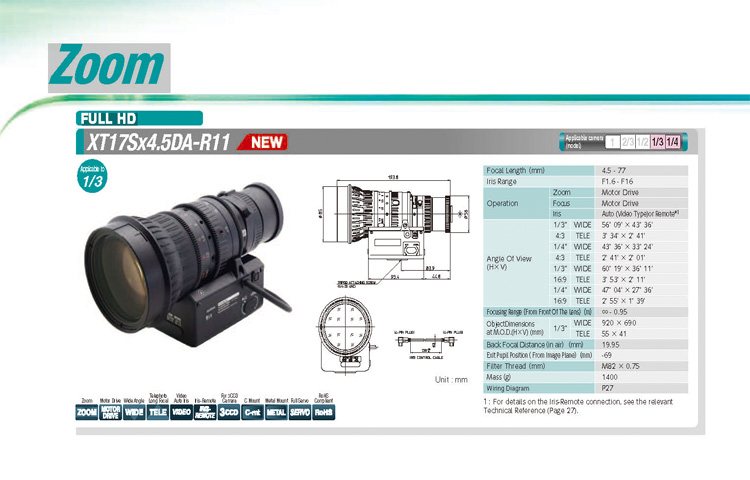 XT17sX4.5DA-R11 富士能电视广播级便携式光电镜头 产品关键词:富士广播级镜头价格;广播镜头;富士广播级电视镜头;富士能广播镜头 ...